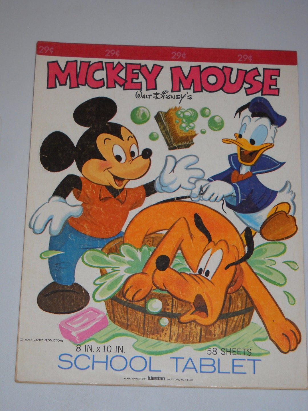 1950s Mickey Mouse School Tablet Donald Duck Pluto Walt Disney Westab ...