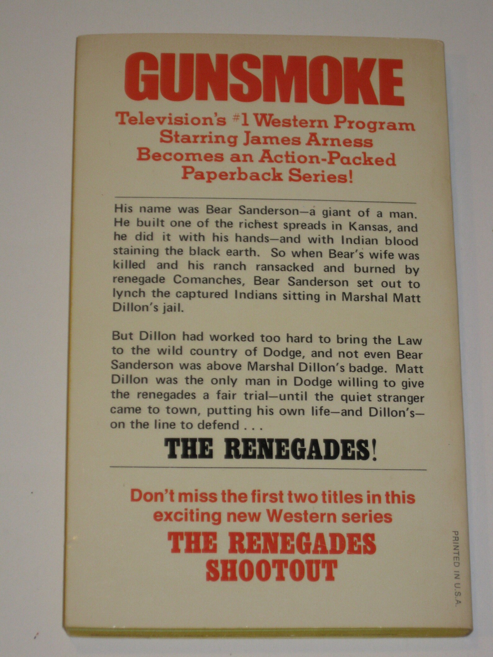 1974 Gunsmoke (you Pick) TV Series Paperbacks: #1 Renegades, #2 ...