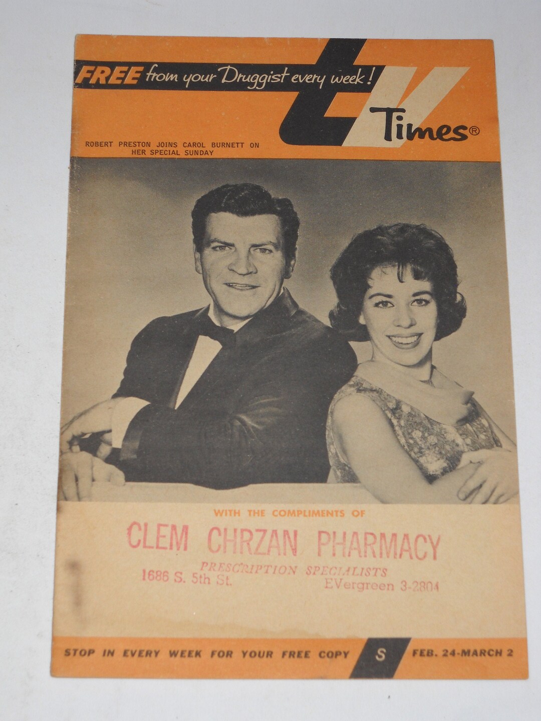 You Pick: 1963 TV Times Guide Feb. 24 Carol Burnett, July 21 Vic Damone ...