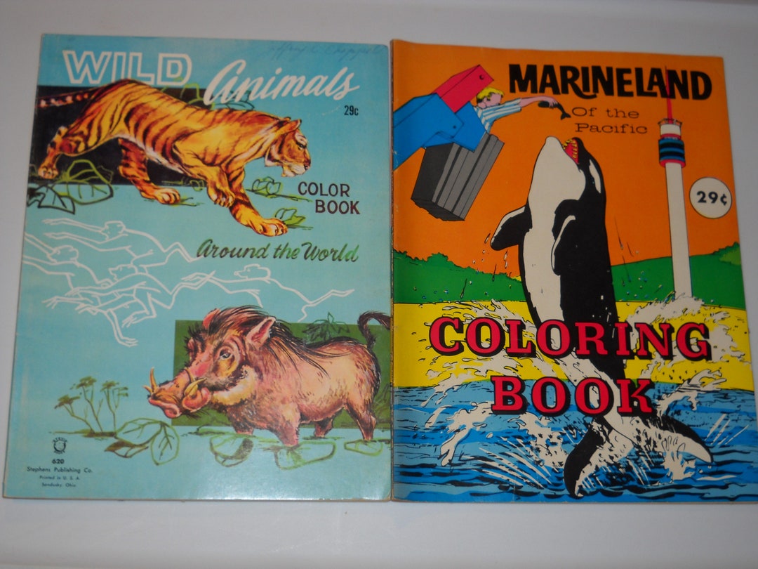 1960s 1970s Large Coloring Book Lot Marineland of the - Etsy