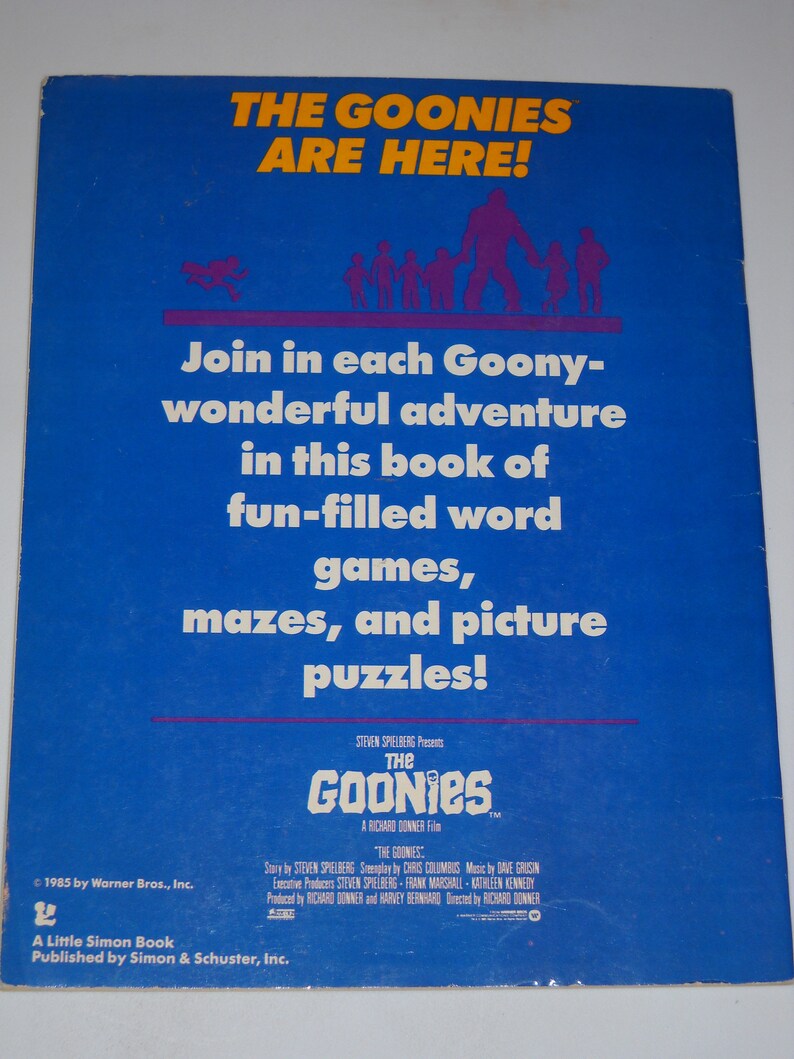 1985 RARE Goonies Movie Tie-in Activity Book UNUSED Corey Feldman Sean ...
