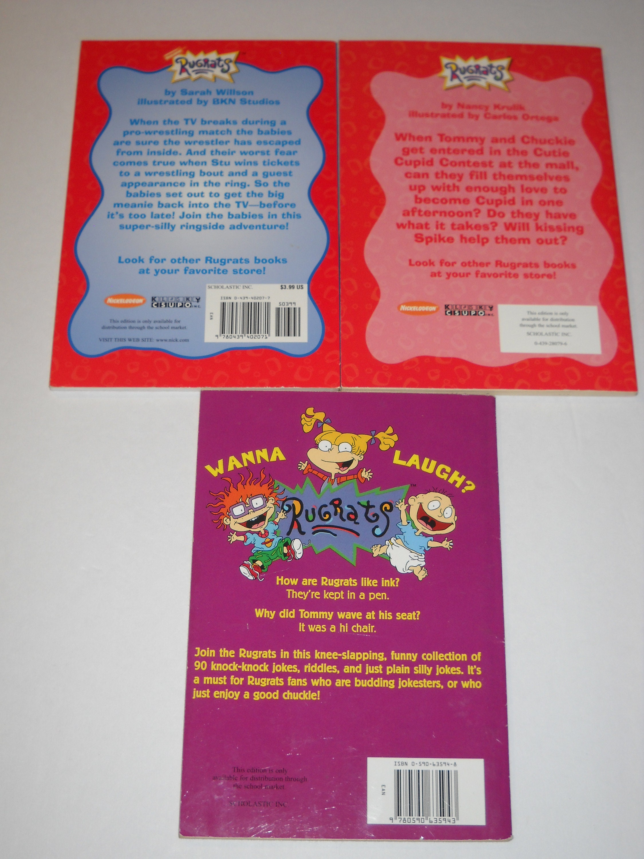 RUGRATS Lot of 3 Paperbacks Rugrats in the Ring, Stupid Cupid, Joke ...