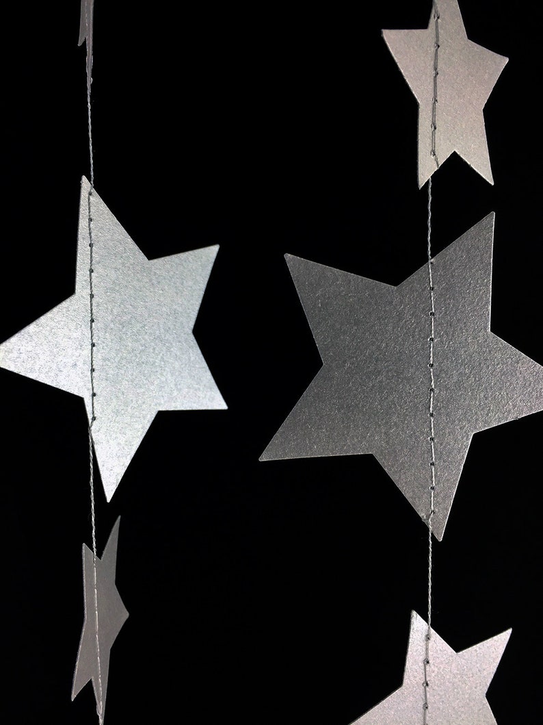 Dark Silver Star Garland Dark Gray Garland Silver Decor - Etsy