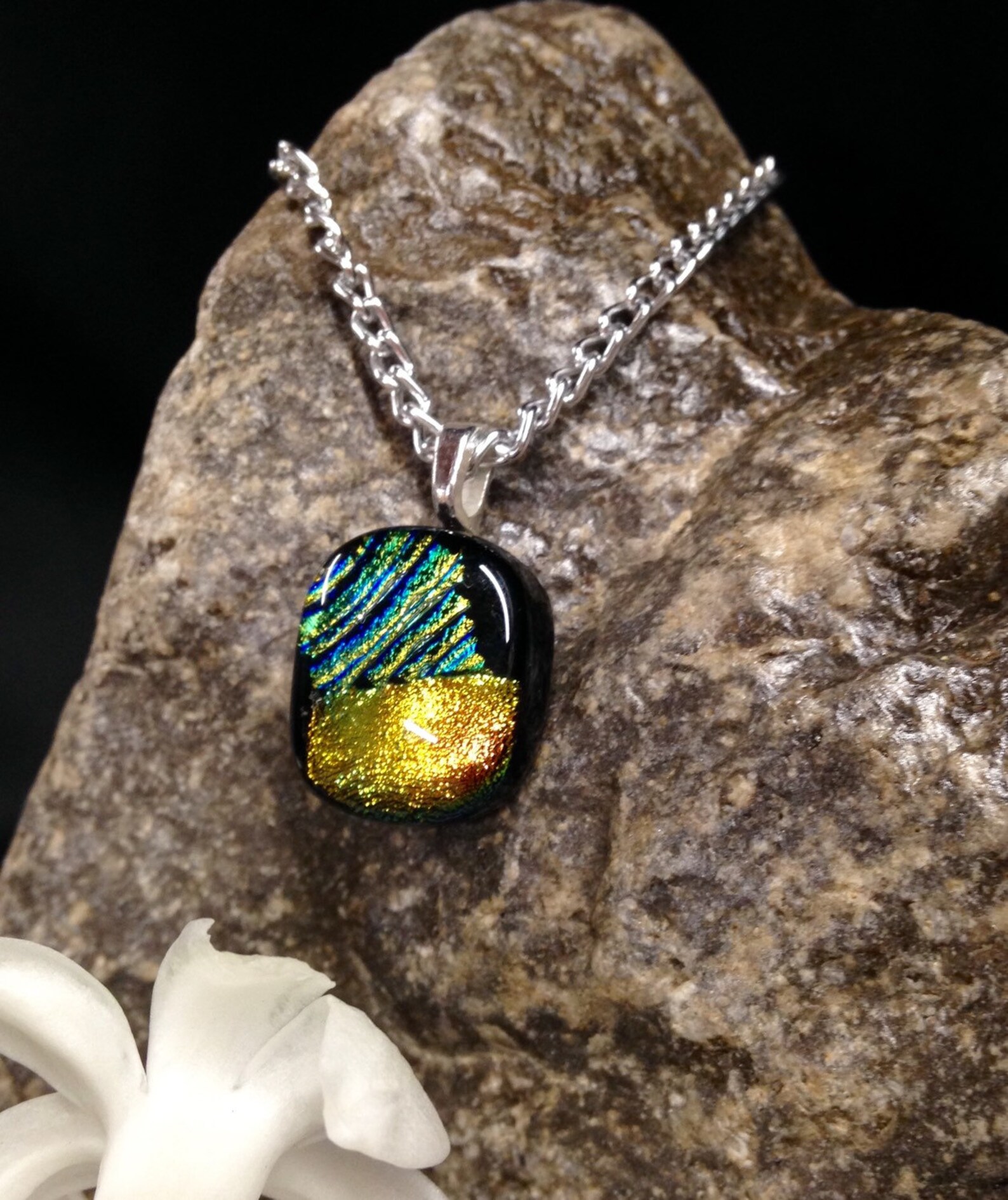 Dichroic Glass Pendant - Etsy