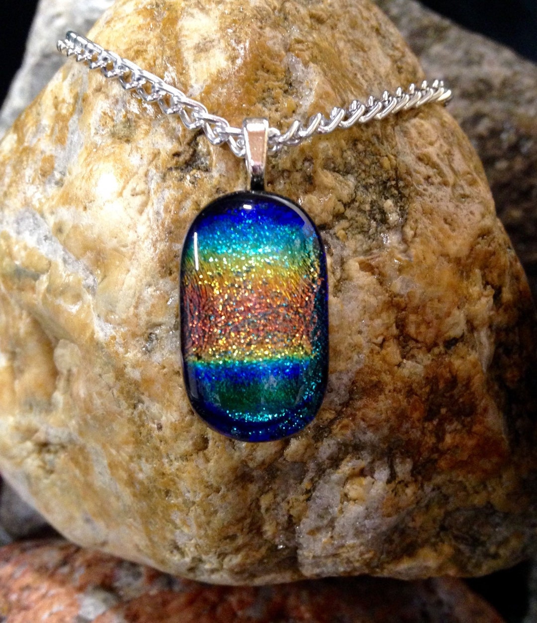 Dichroic Glass Pendant - Etsy