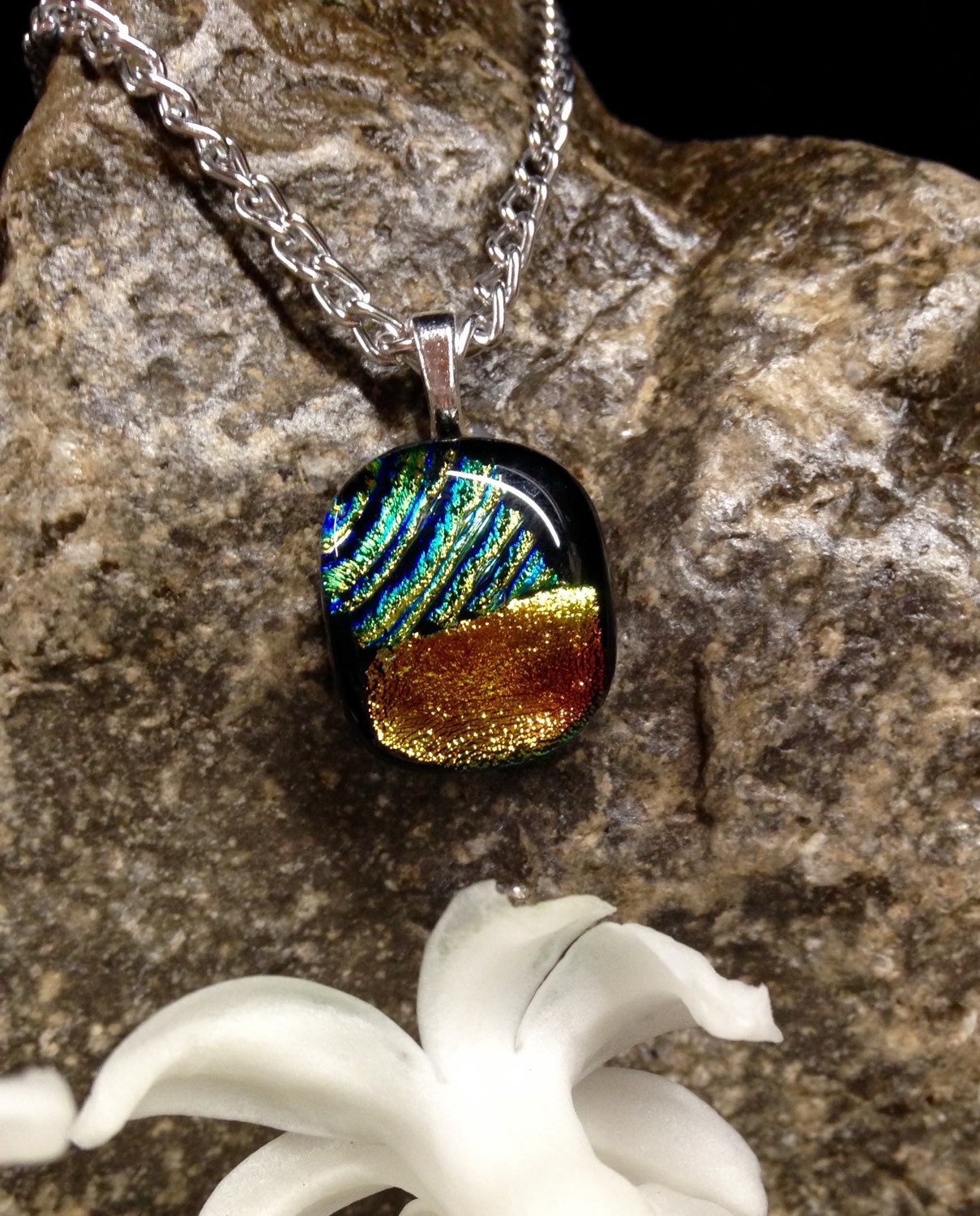 Dichroic Glass Pendant - Etsy