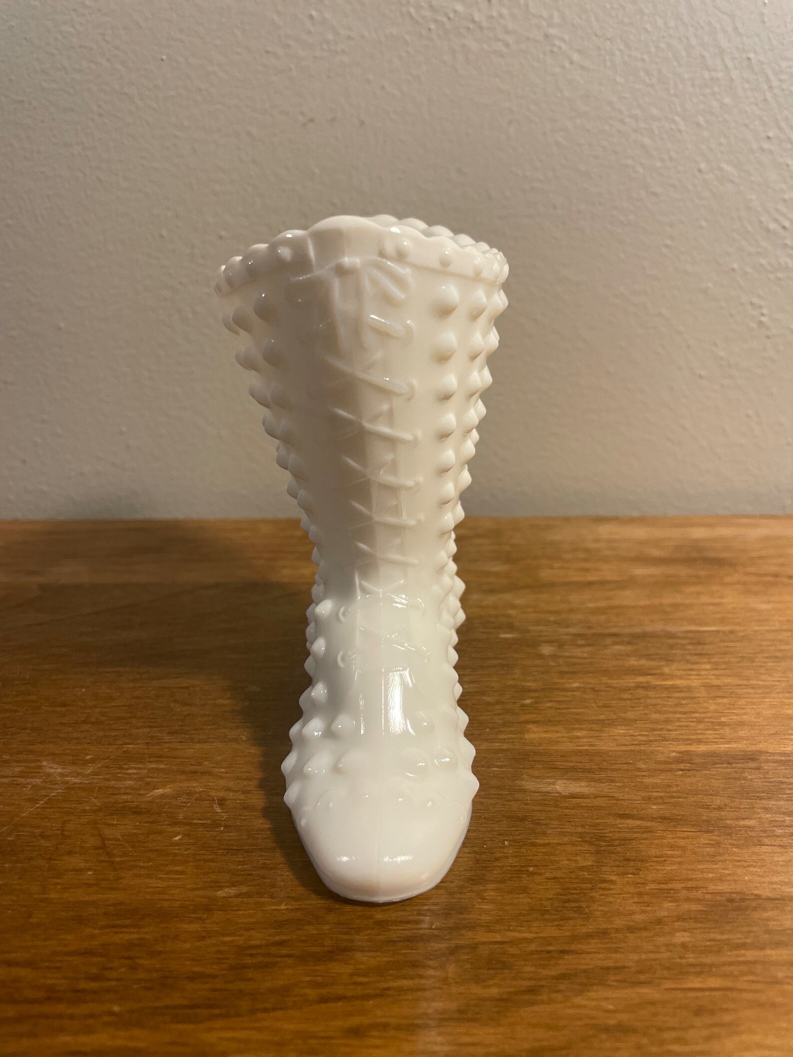 Fenton Milk Glass Hobnail Boot Small Vase - Etsy