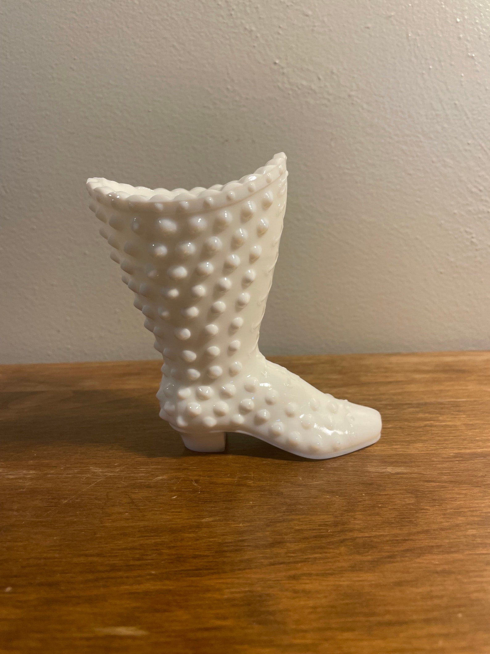 Fenton Milk Glass Hobnail Boot Small Vase - Etsy