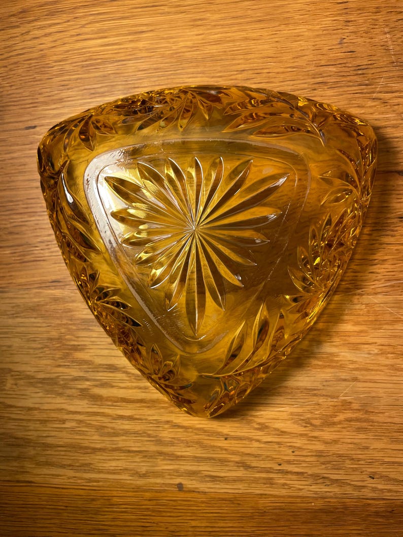 Triangle Amber Depression Glass Candy Dish With Lid - Etsy