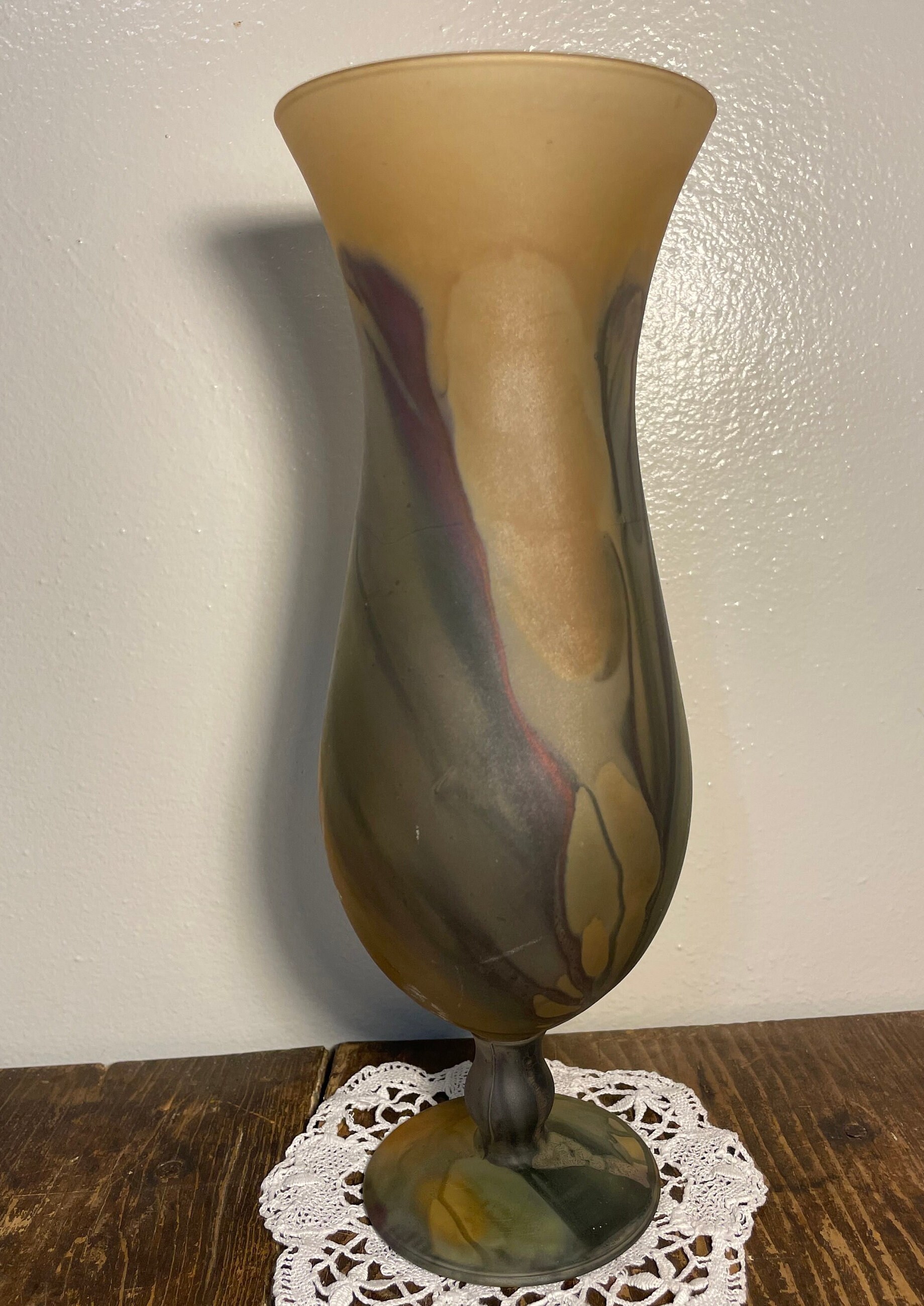 Hand Painted Glass Vase by Rueven - Etsy