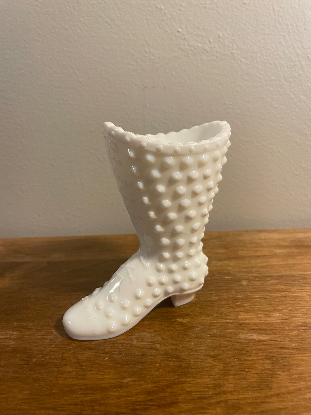 Fenton Milk Glass Hobnail Boot Small Vase - Etsy