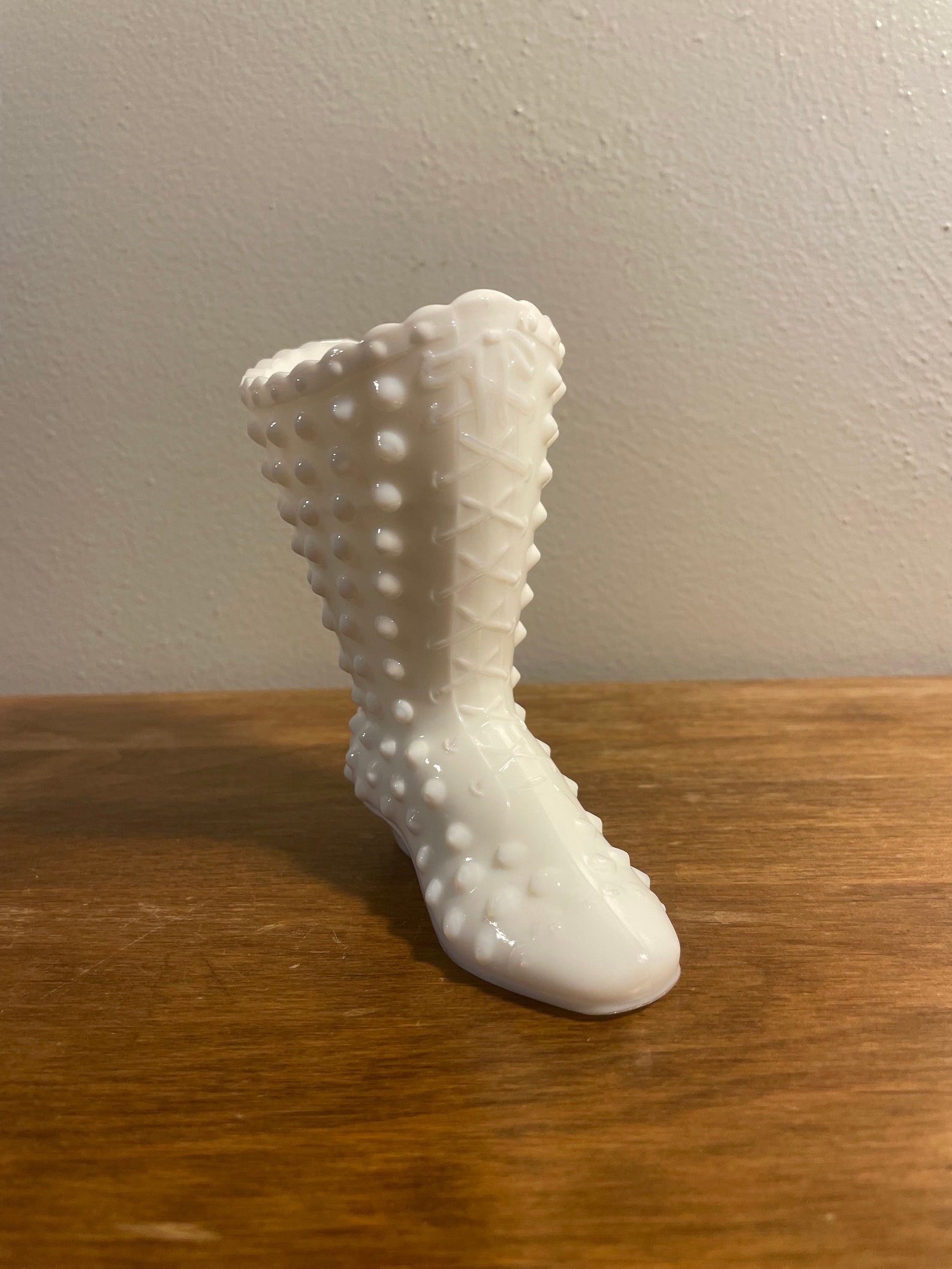 Fenton Milk Glass Hobnail Boot Small Vase - Etsy