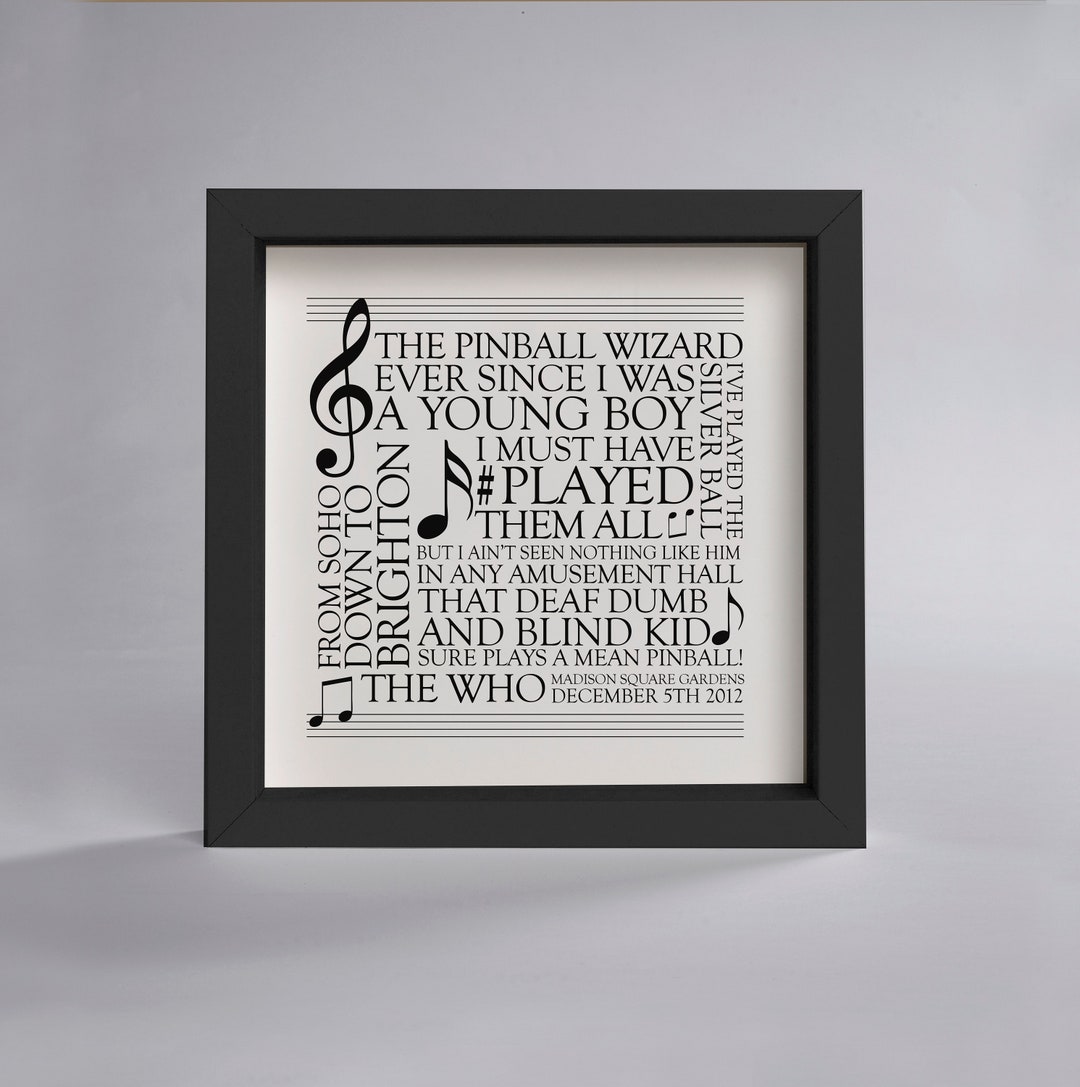 Personalised Bespoke Music / Lyric Frame - Etsy