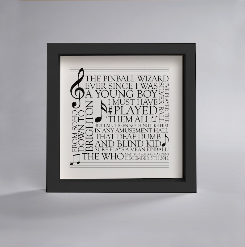 Personalised Bespoke Music / Lyric Frame - Etsy