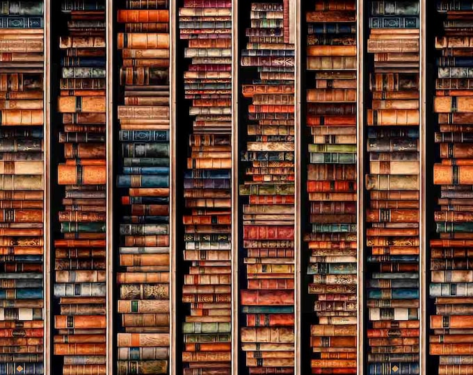 Bookworm Book Shelves Stripe 30446 Black J - by QT Fabrics - Vintage ...