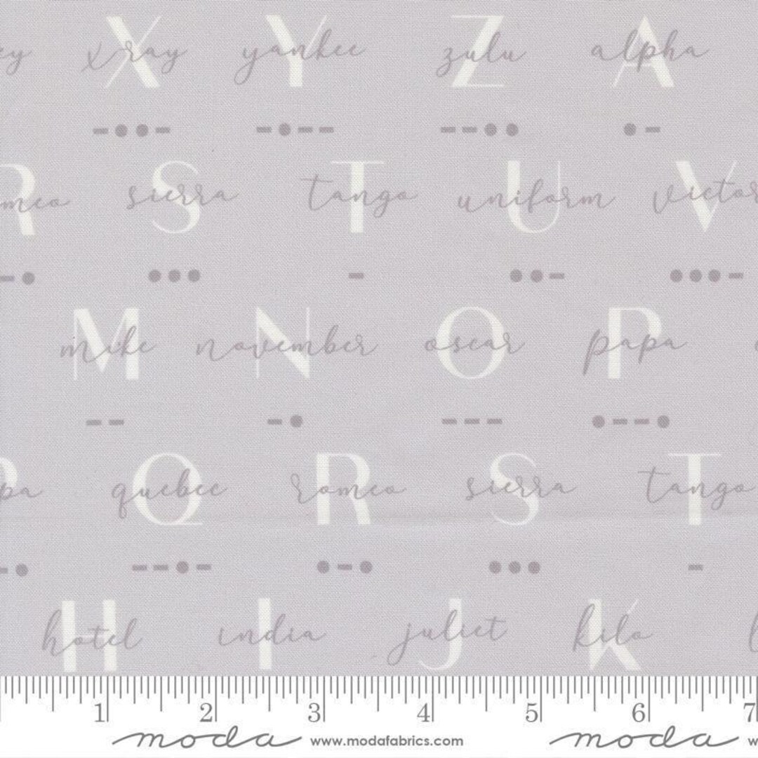 High Flight Morse 45062 Smoke - Moda Fabrics - Phonetic Alphabet Text ...