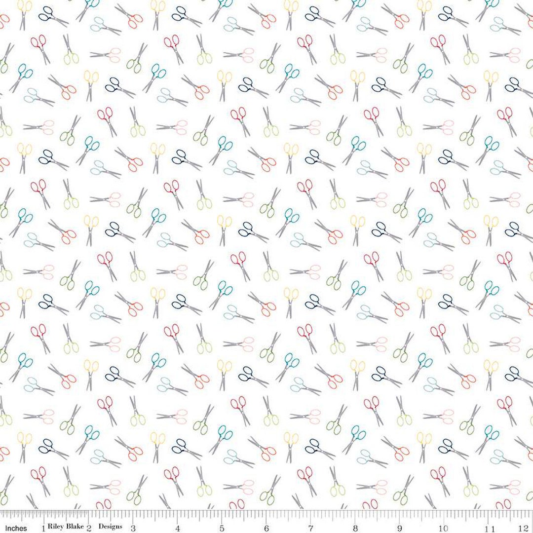 Sew Much Fun Scissors C12453 White by Riley Blake Designs - Sewing ...