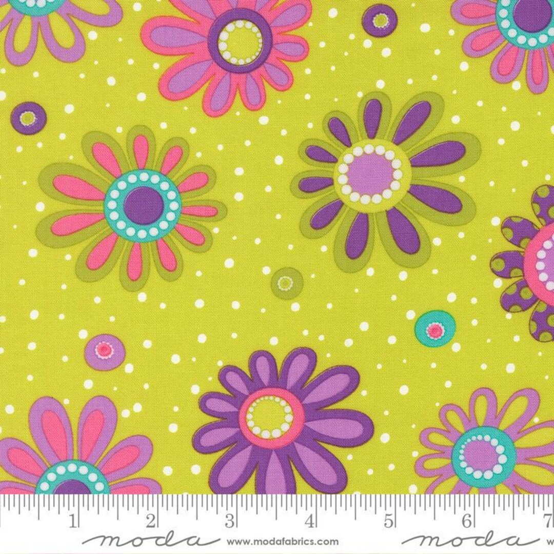 SALE Pick Me Flower Power Bloom 22497 Lime - Moda Fabrics - Floral ...