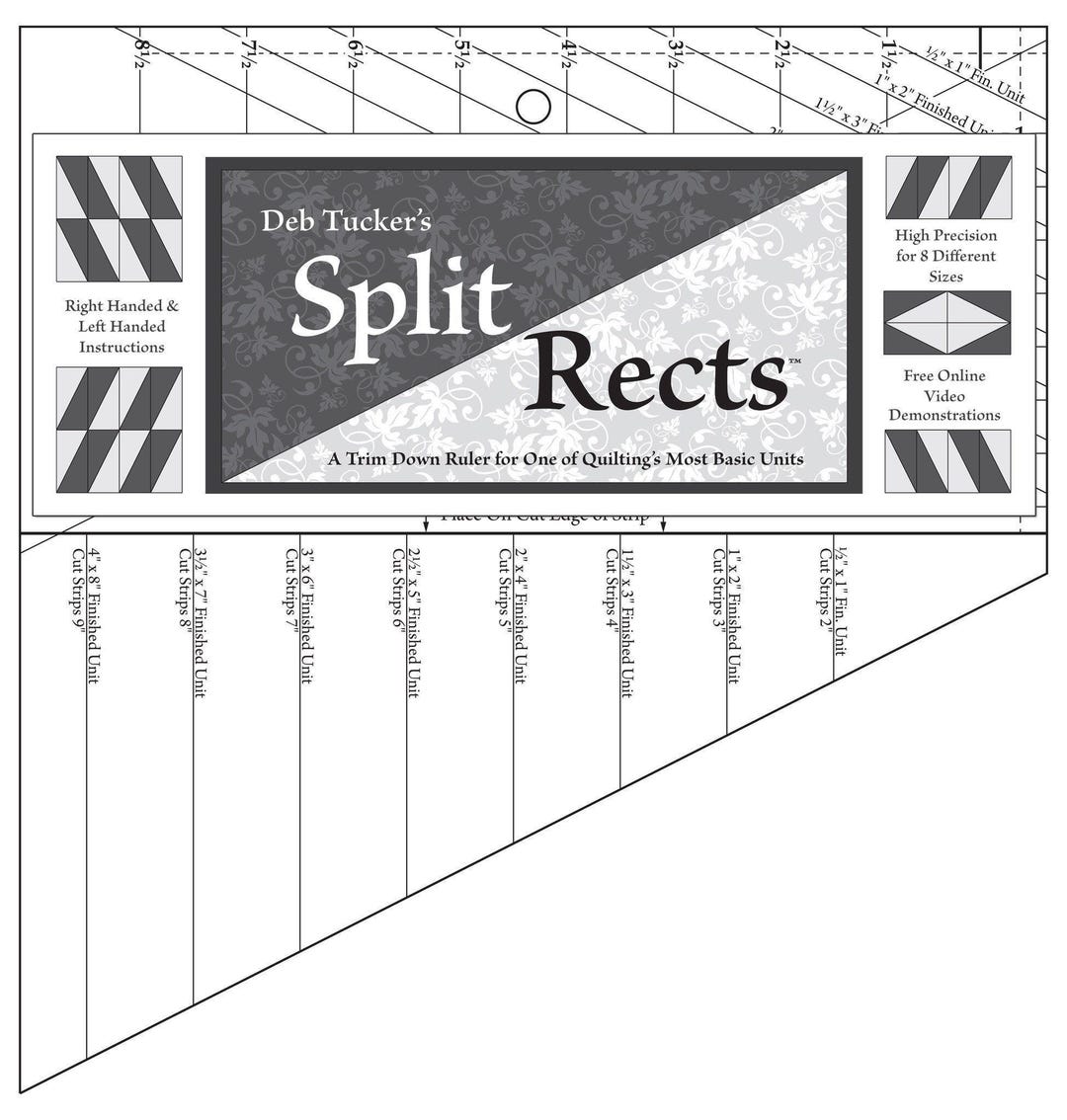 Split Rects Ruler Tool - QT Fabrics - Deb Tucker - Plastic Ruler - Triangle Cutter Ruler - Etsy