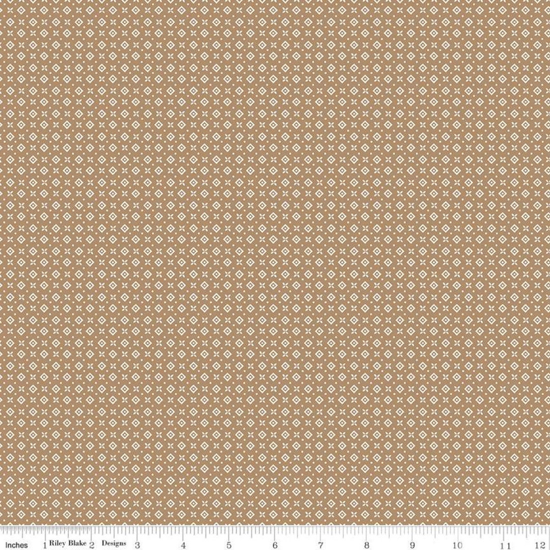 SALE Prairie Cabin Brown Sugar Brown Geometric Floral Fabric - C12309 ...