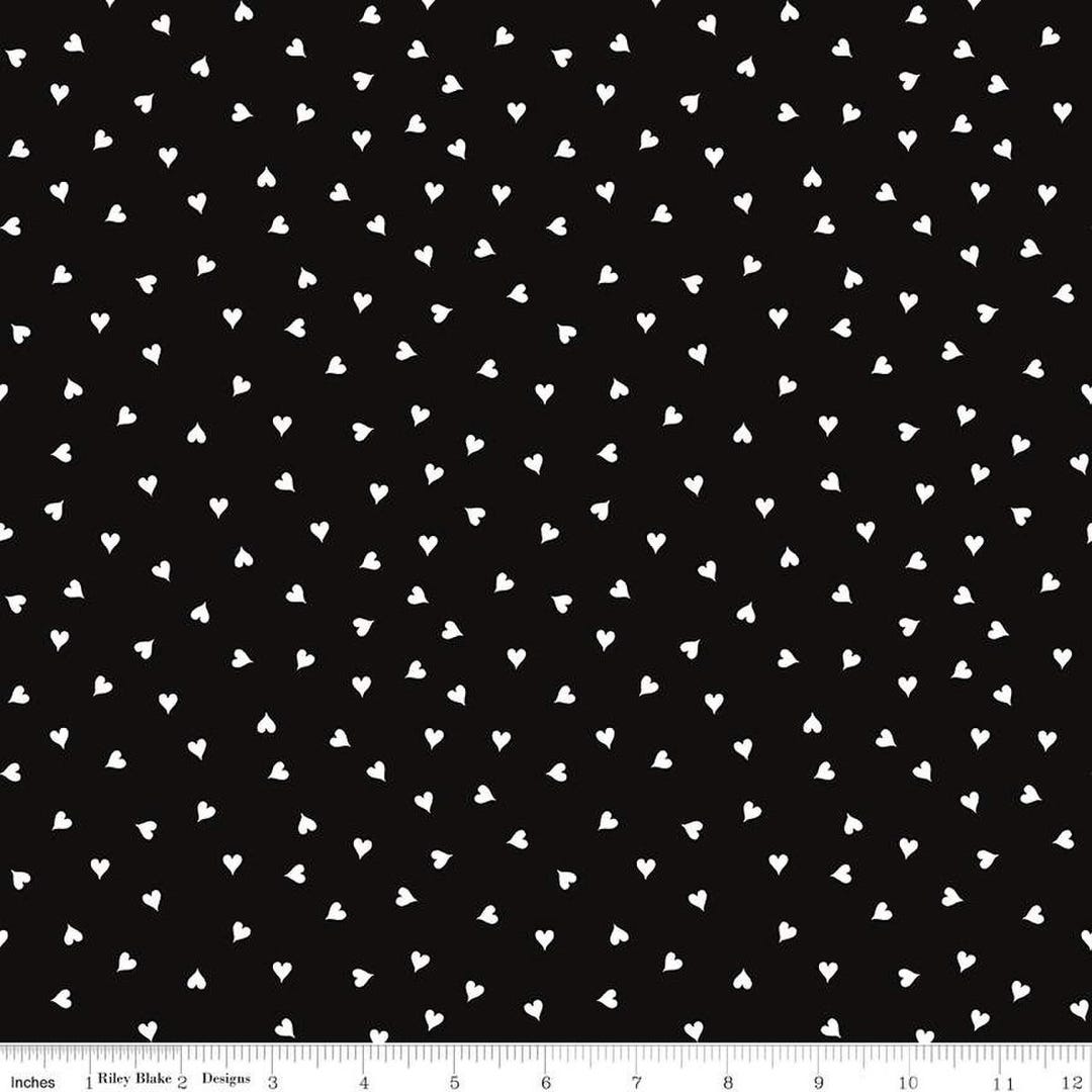 Take Heart Small Hearts C15387 Black - Riley Blake Designs - Valentine ...