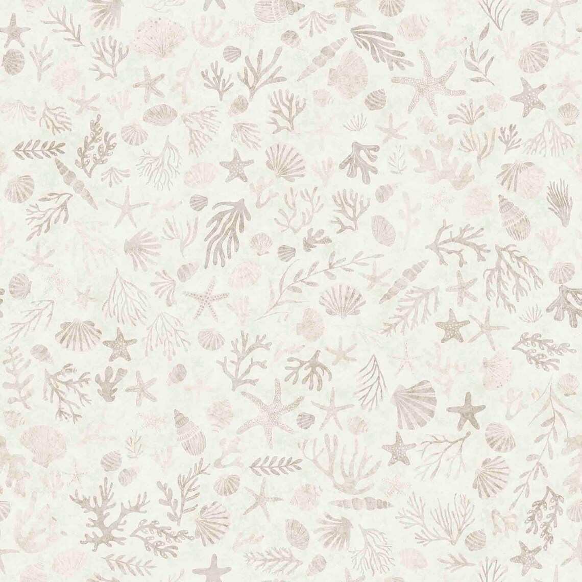 Deep Sea Dazzle Coral 31201 Beige E - QT Fabrics - Coral Starfish Sea ...