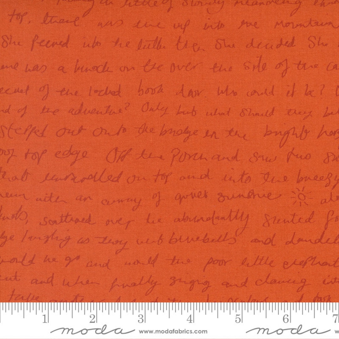 CLEARANCE Meander Story 24582 Geranium - Moda Fabrics - Text Writing ...
