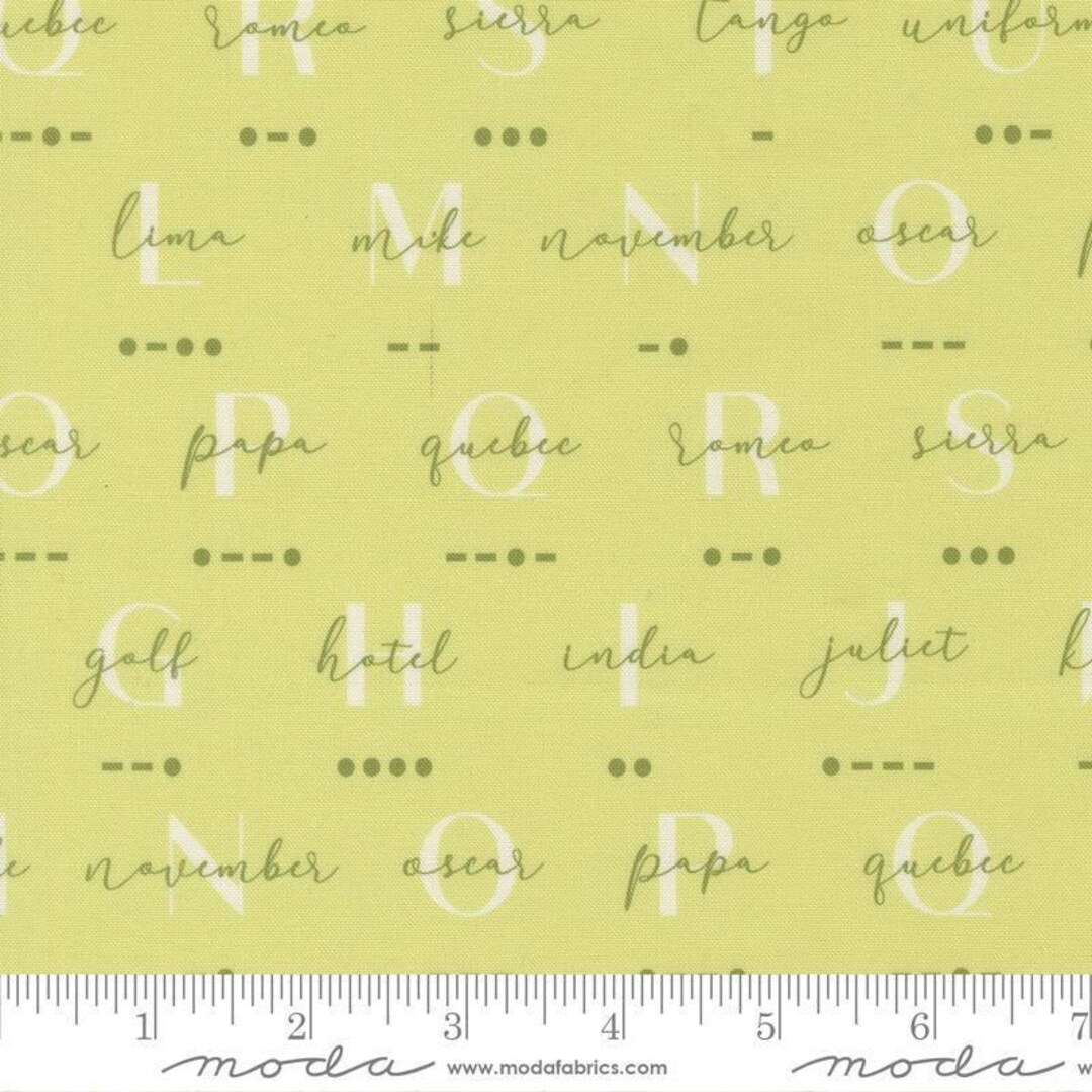 High Flight Morse 45062 Leaf - Moda Fabrics - Phonetic Alphabet Text ...