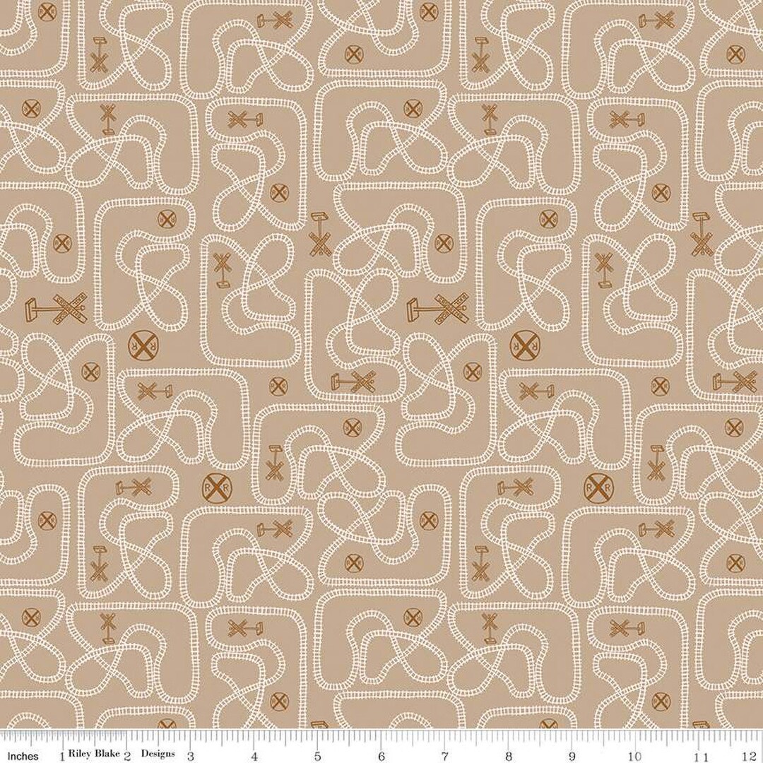 Round the Mountain Table Tracks C13812 Tan by Riley Blake Designs ...