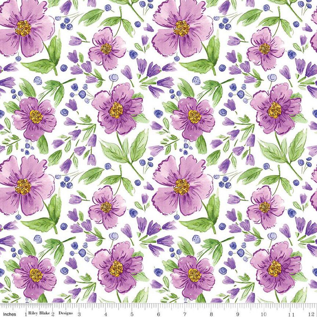 2 Yard 28" End of Bolt - Plum Petals Flower Toss WIDE BACK WB15647 ...