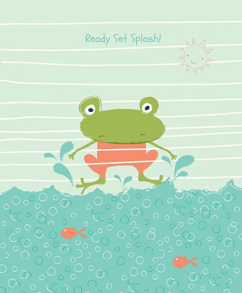 SALE Ready Set Splash Panel P9898 Coral by Riley Blake Designs Frog Sun ...