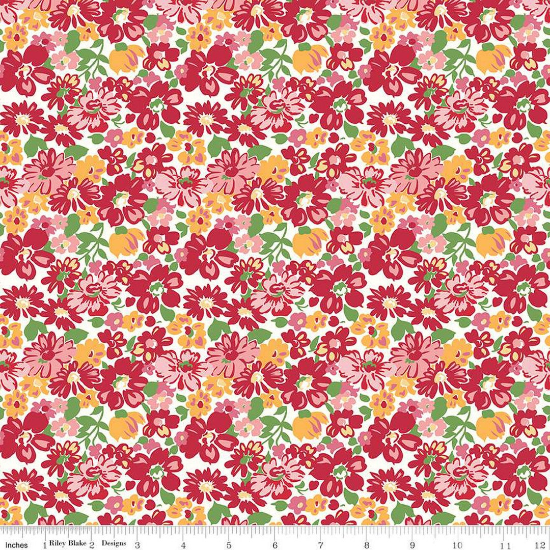 Bee Vintage Mildred C13070 Red - Riley Blake Designs - Floral Flowers ...