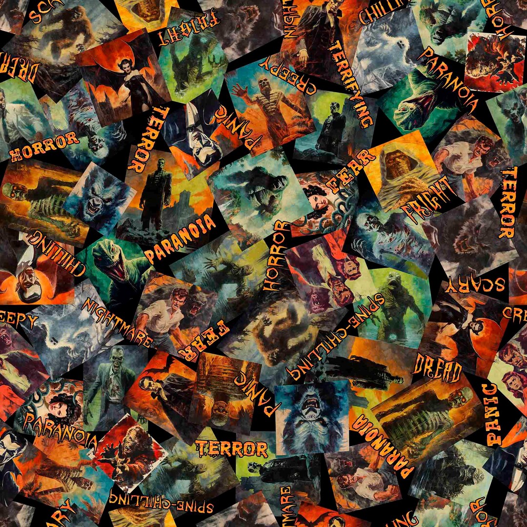 SALE Gotta Have It Classic Movie Monsters 31184 Black J - - QT Fabrics ...