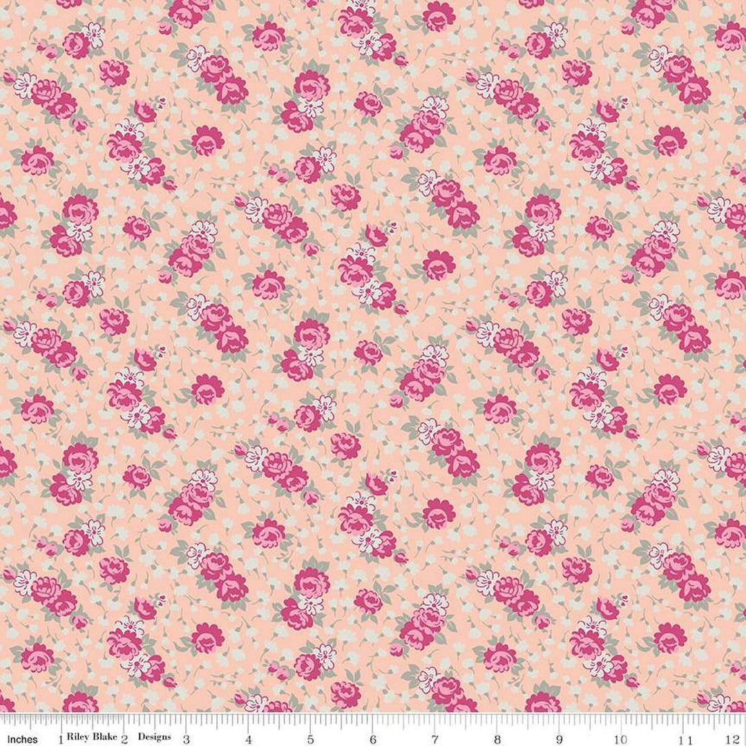 Precious Petites Roses C15832 Coral - Riley Blake Designs - Stems ...