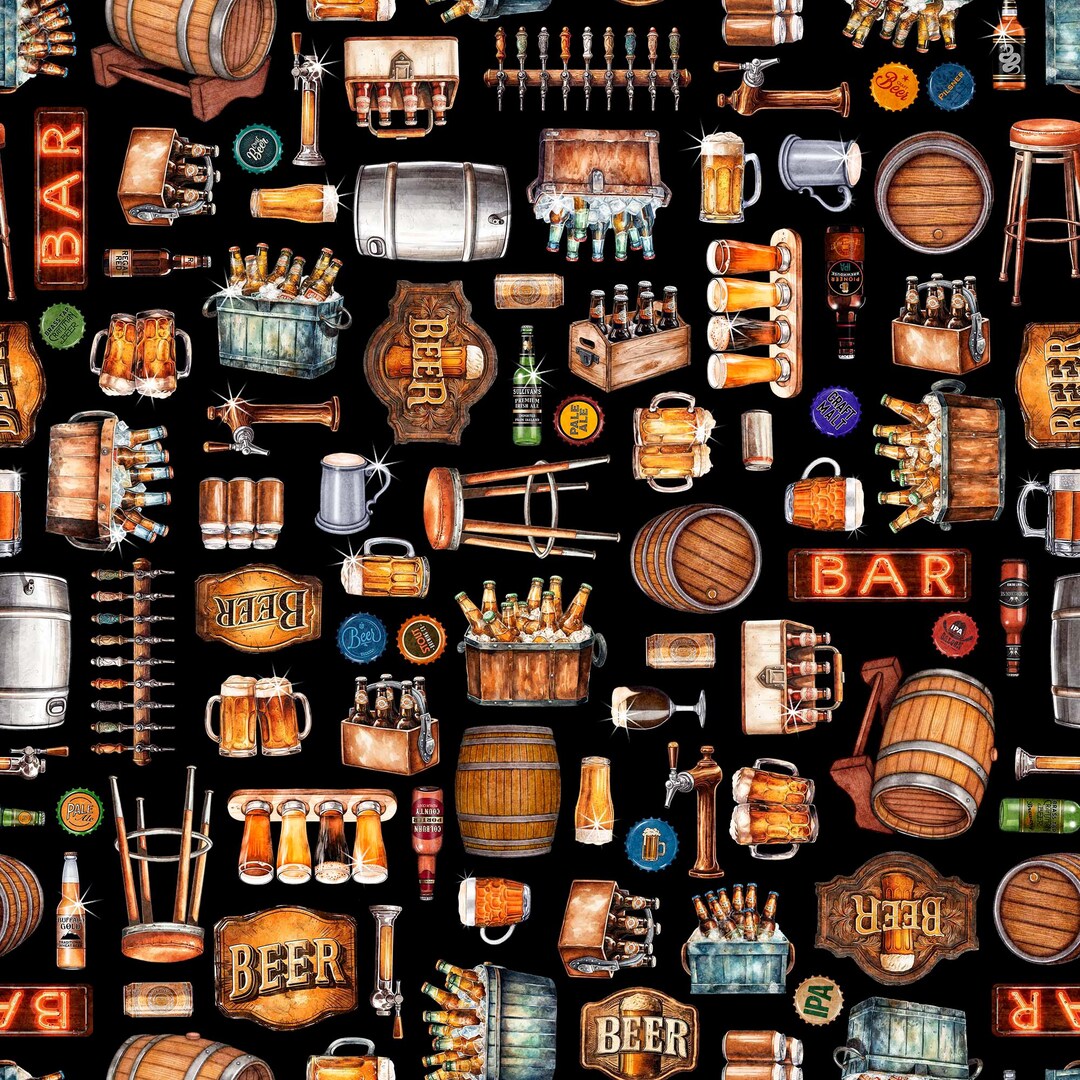 Brewmaster Everything Beer 30915 Black J - by QT Fabrics - Beers Keg ...