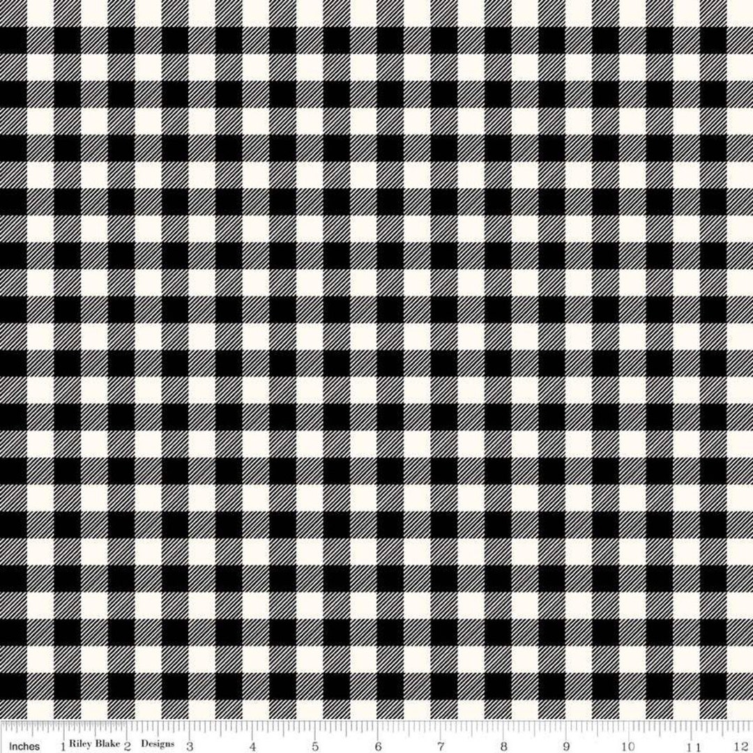 SALE Cotton FLANNEL Buffalo Check F455 Black by Riley Blake Designs ...