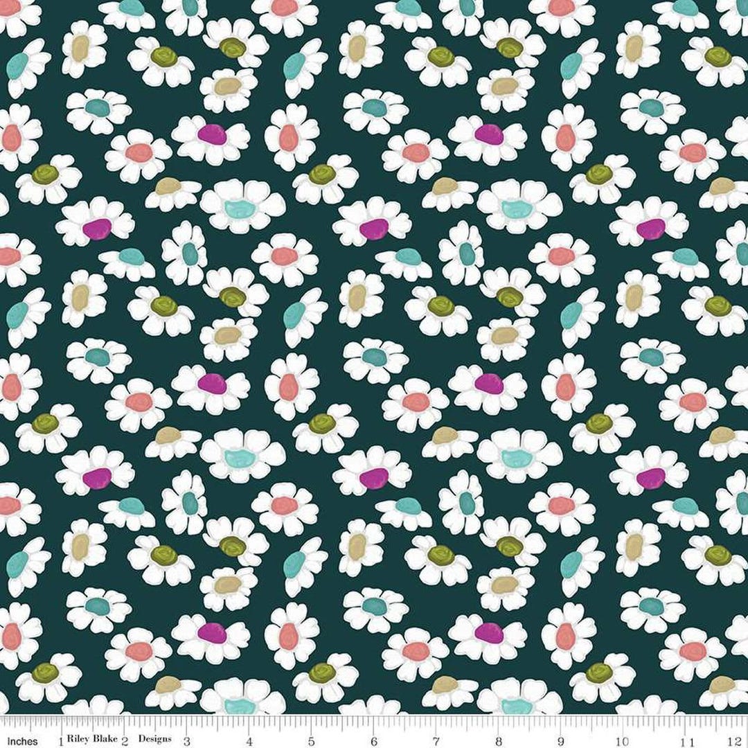 Fragrant Fields Dancing Daisies C15222 Dark Forest - Riley Blake ...