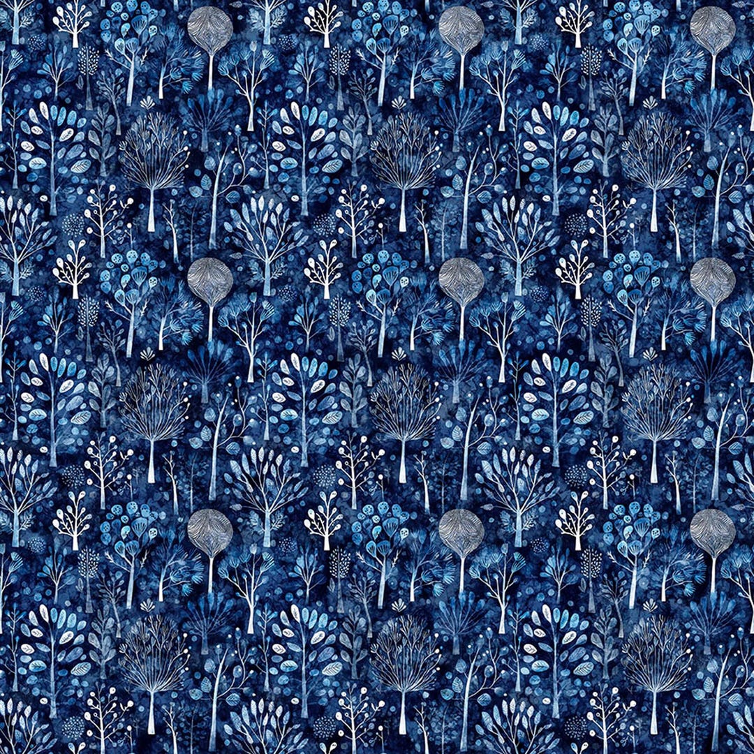 Night Owls Trees 31570 Navy N - QT Fabrics - Plants Nature Outdoors ...