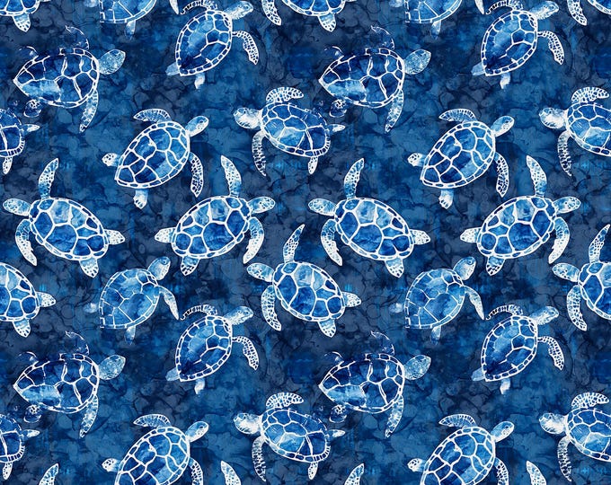Ocean Blues Sea Turtles Navy - QT Fabrics - Quilting Cotton Fabric - Etsy