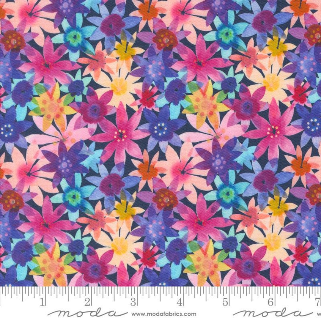 SALE Flower Patches Garden 21827 Midnight - Moda Fabrics - Floral ...