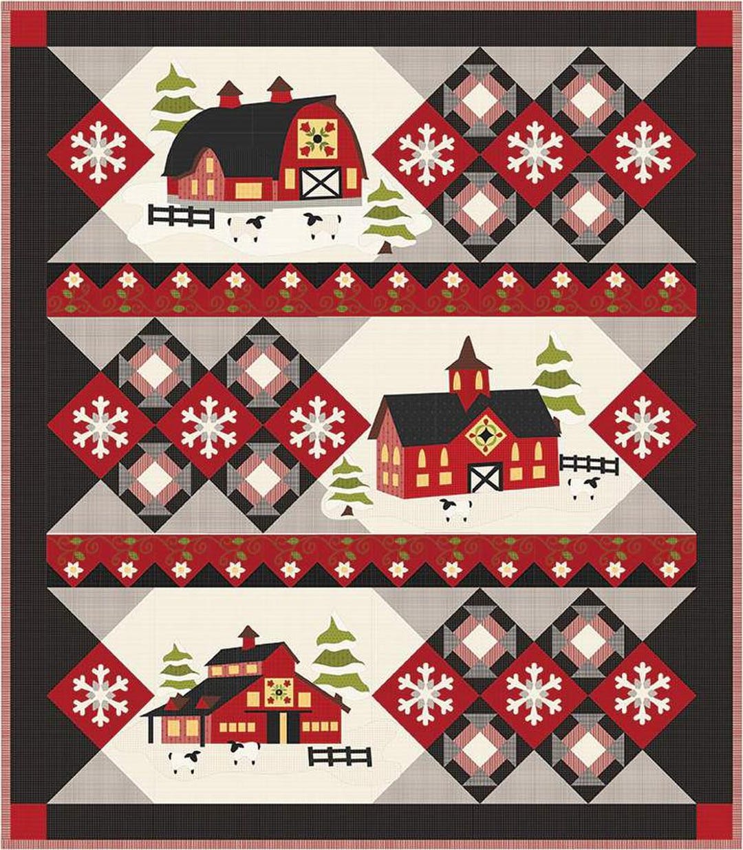SALE Winter Barns Block of the Month Quilt PATTERN P212 by Calico Patch ...