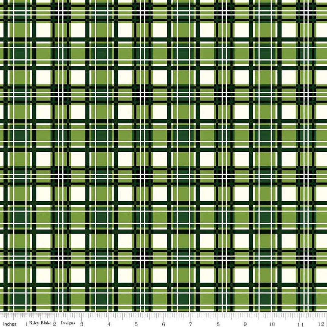 DEAL Christmas Memories Plaid Green - Riley Blake Designs - Green Cream ...