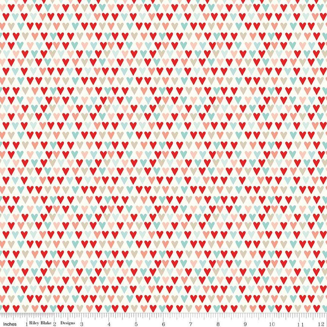 You & Me Hearts C15403 Cream - Riley Blake Designs - Rows of Heart ...