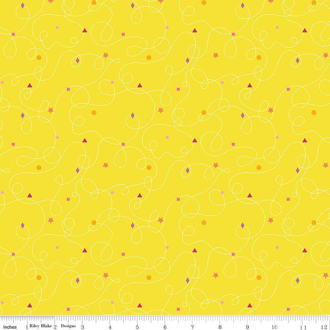 Effervescence Squiggles C13732 Yellow by Riley Blake Designs Loops ...