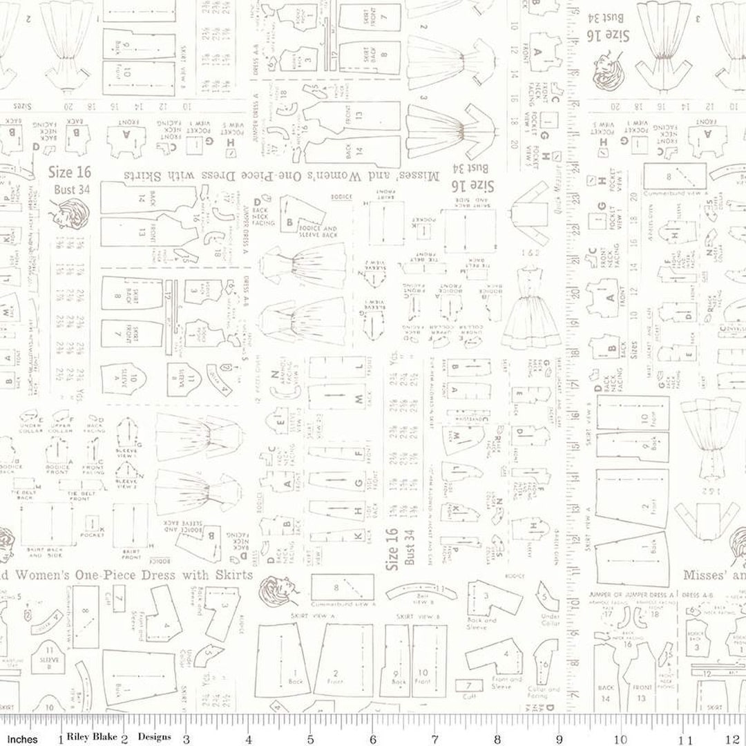 SALE Home Town Patterns C13599 Pewter by Riley Blake Designs - Vintage ...