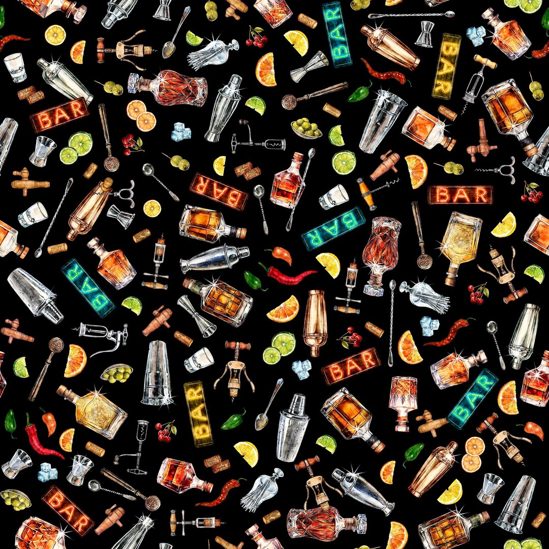 That's the Spirit Bartender Toss 31004 Black J - by QT Fabrics - Shaker ...
