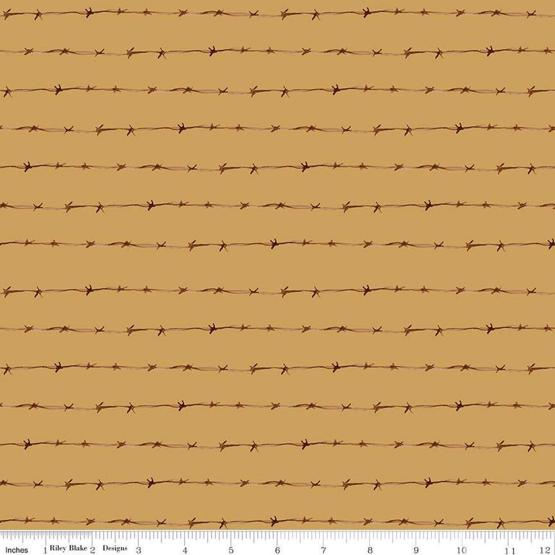 DEAL Ride the Range Fence C12743 Gold - Riley Blake Designs - Barbed ...