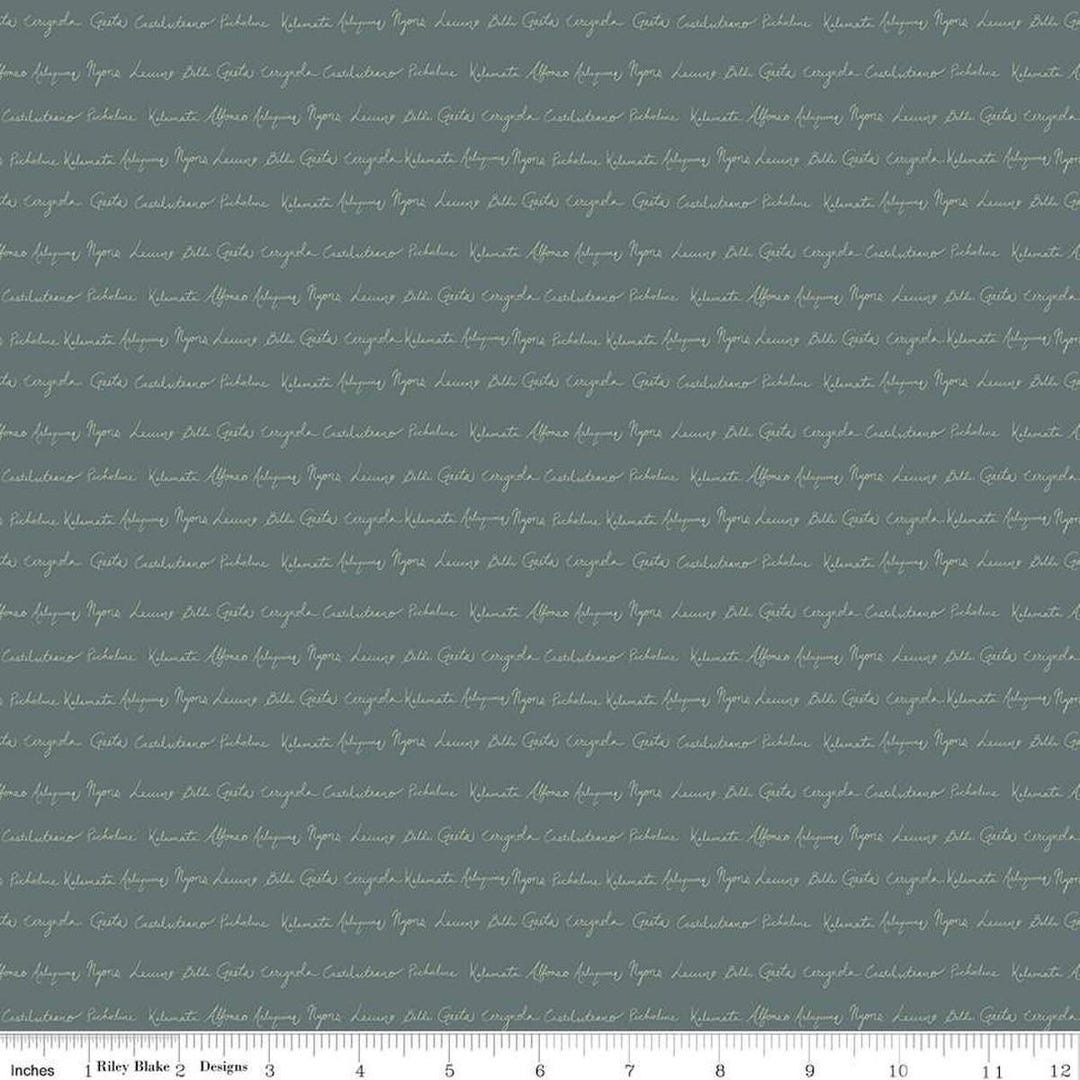 SALE Olive Grove Script C16636 Teal - Riley Blake Designs - Handwriting ...