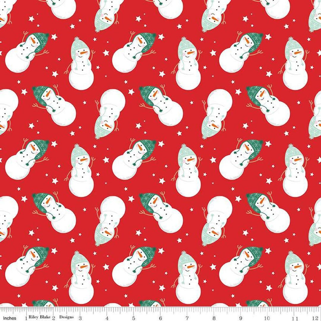 FLANNEL Flannel Snowmen F16522 Red - Riley Blake Designs - Snow Man Hat ...