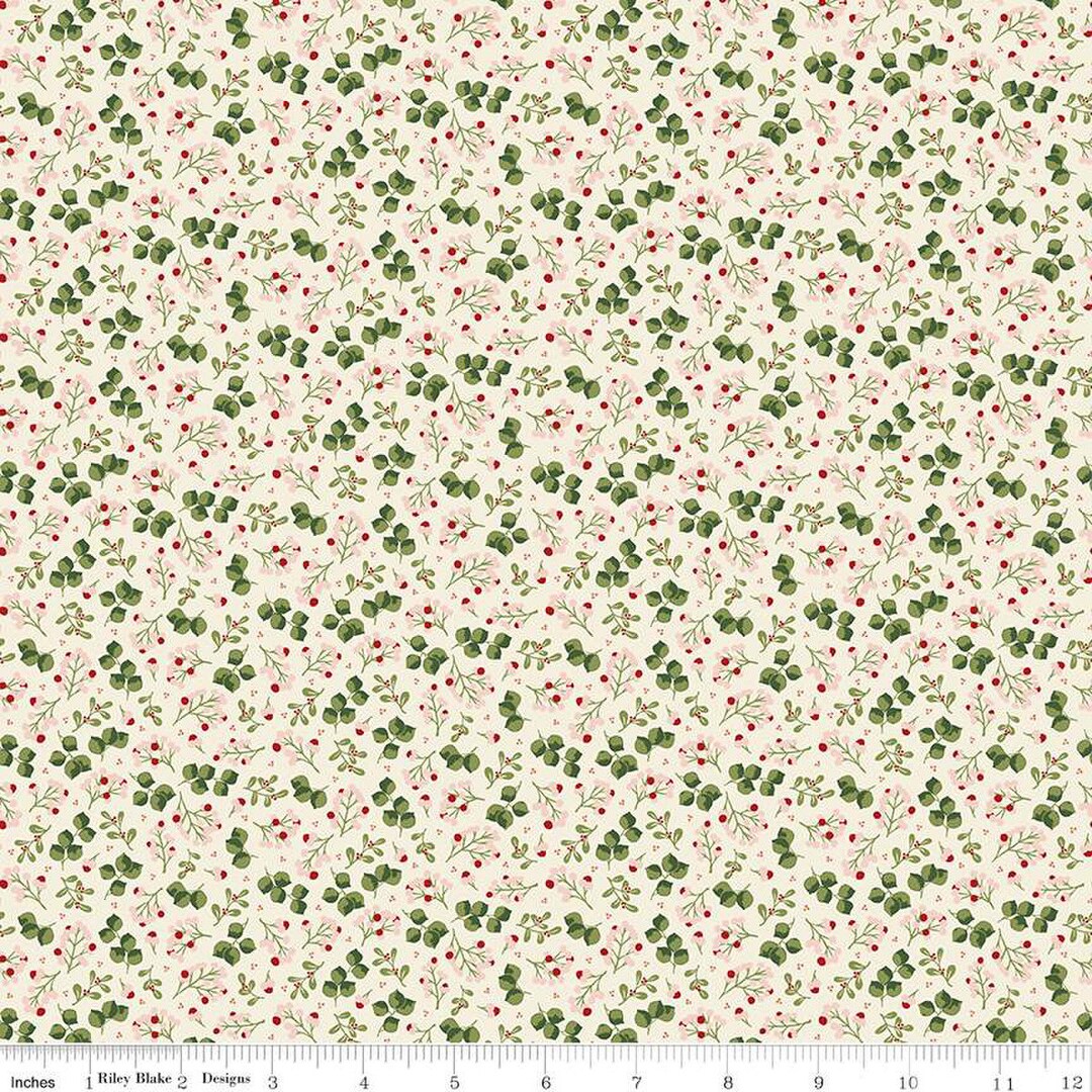 Yuletide Forest Berry Sprigs C13543 Cream - Riley Blake Designs ...